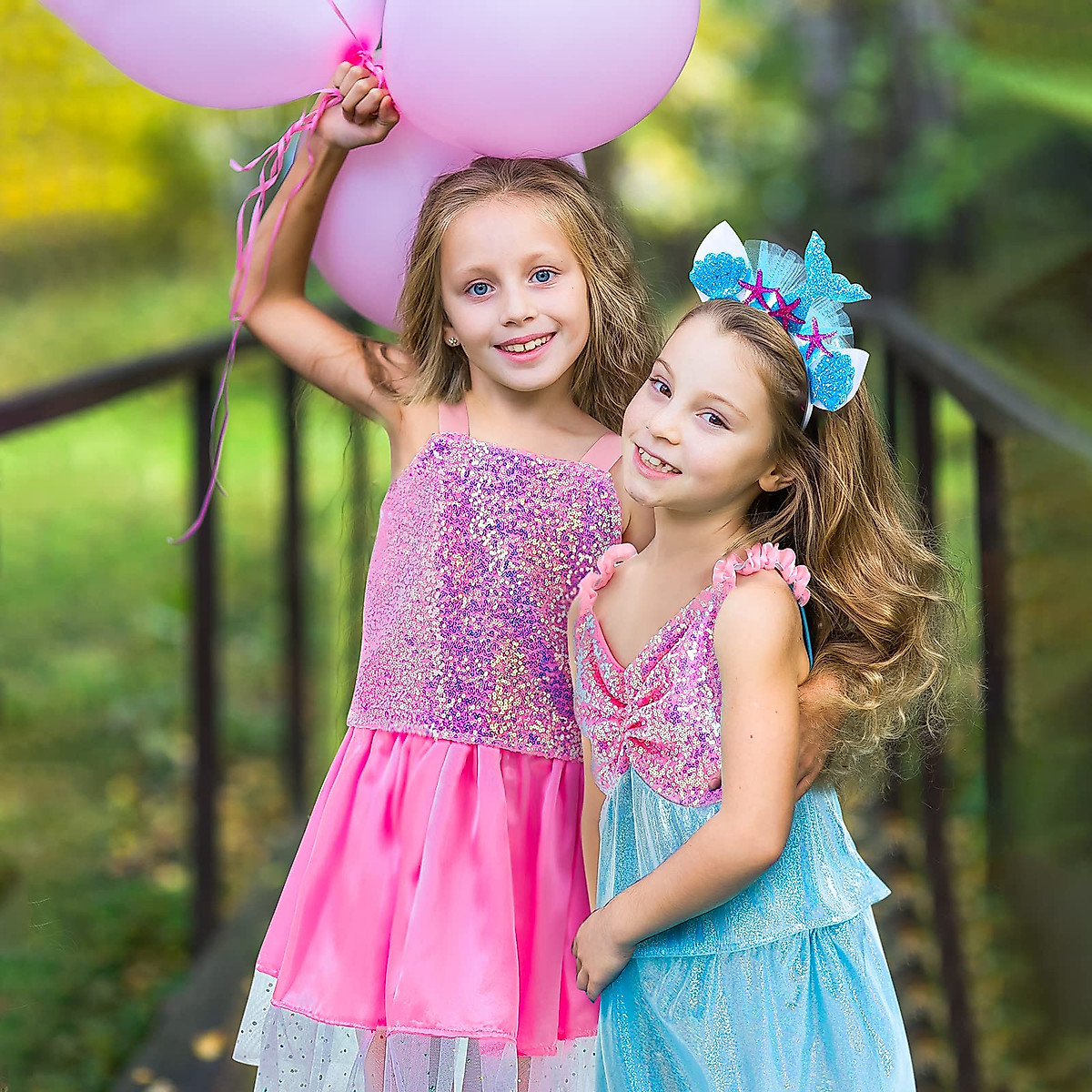 Jeowoqao Mermaid Princess Dress Up Costume, Girls Dress Up Pretend Play Clothes Gift 13Pcs Princess Costume for Little Girls Age 3-6 Years