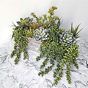 Meiliy 4pcs Artificial Succulent Plants Hanging Succulent Plants Faux Succulents Unpotted Branch String of Pearls Plant for Home Kitchen Office Wedding Garden Craft Art Indoor Decor