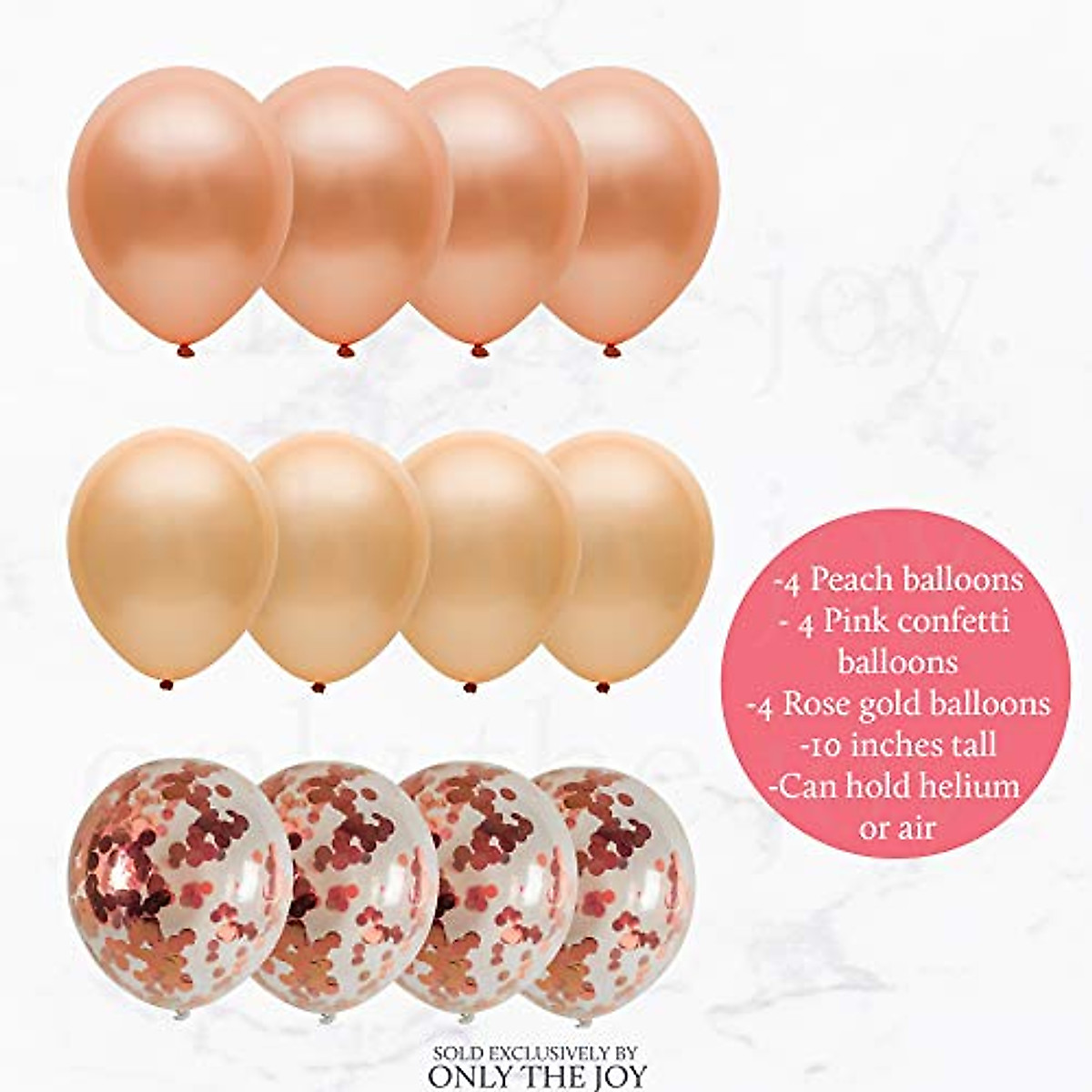 Only the Joy. Bachelorette Party Decorations Kit - Rose Gold Bridal Shower Decor - XL Bride Balloon Letters, Diamond Ring Balloon, Bride Sash, Foil Curtain, Peach and Confetti Balloons + More Supplies