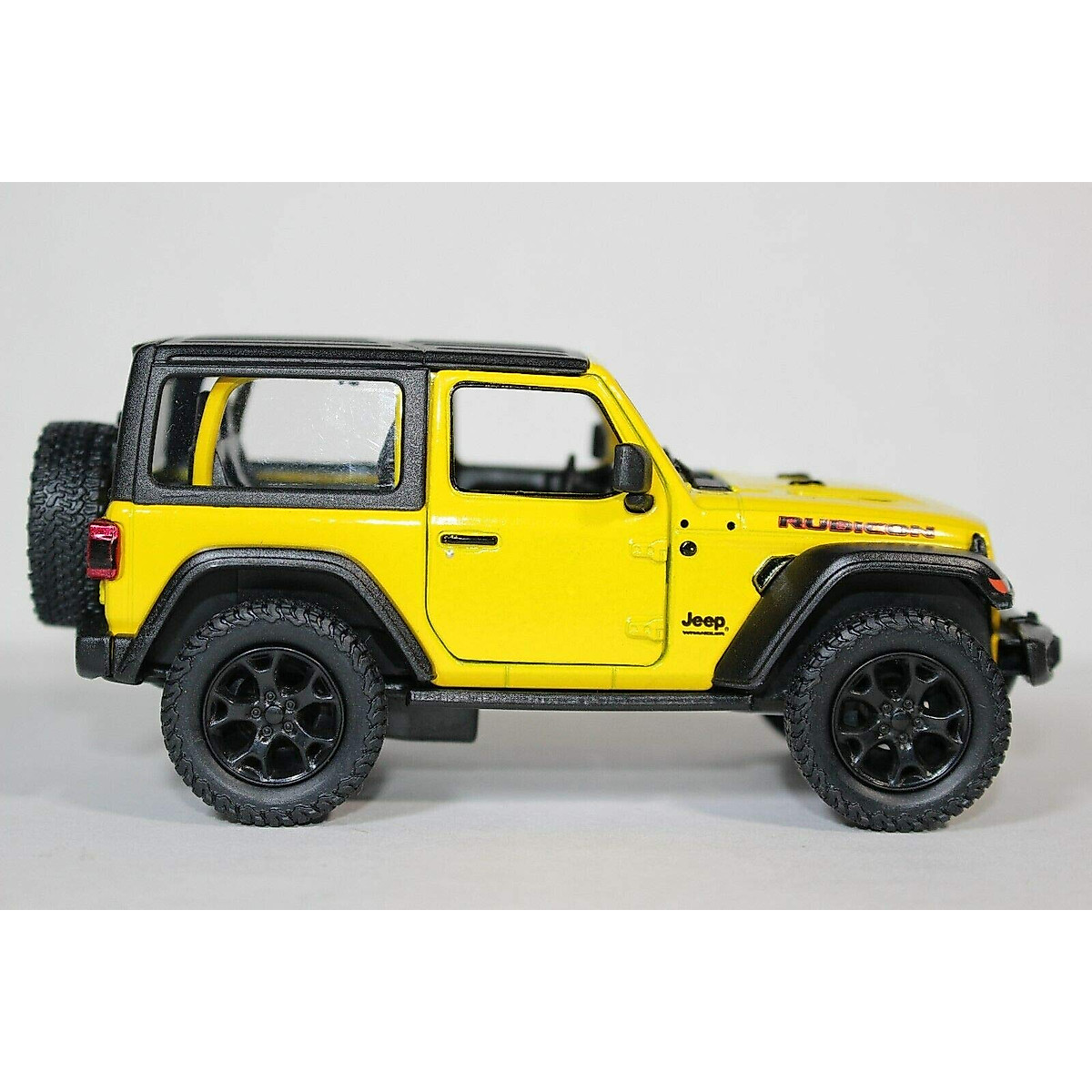 KiNSMART 2018 Jeep Wrangler Rudicon Hard Top Yellow 5" 1:34 Scale Die Cast Metal Model Toy w/ Pullback Action