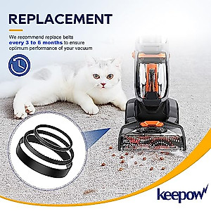 KEEPOW Replacement Belt Set Compatible with Bissell Proheat 2X Revolution Pet Pro Carpet Cleaner Models 1548 1550 1551 35799 Compare to Parts #1606418 & 1606419 & 1606428, 3 Pack