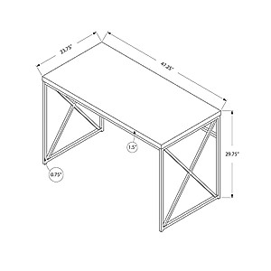 Monarch Specialties I 7204 Computer Desk, Home Office, Laptop, Work, Metal, Laminate, Brown, Chrome, Contemporary, Modern