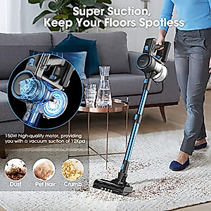 HAIMEEC Cordless Vacuum Cleaner, Lightweight Cordless Stick Vacuum with 6-in-1 Versatile Rechargeable 2200mAh Up to 45mins Runtime for Hard Floor Pet Hair Home,LED Display Touch Screen,C1