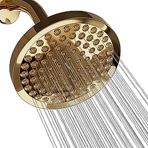 ShowerMaxx, Luxury Spa Series: ImperialShine Gold Rain Shower Head, 6-Inch Round Rain Showerhead with 360 Tilt, Experience Rainfall with MAXX Comfort and Elegance (Polished Brass/ImperialShine Gold)