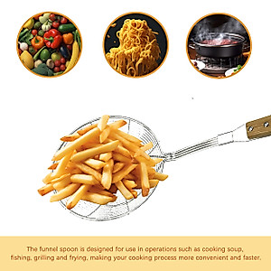 Vivicreate 7 Inch diameter Fine Mesh Strainers Bamboo Handle Premium Stainless Steel Colanders Spider Strainer Sifter Skimmer Spoon Perfect for Sift Strain Vegetables Pastas Tea