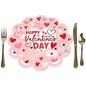 Big Dot of Happiness Happy Valentine’s Day - Valentine Hearts Party Round Table Decorations - Paper Chargers - Place Setting for 12
