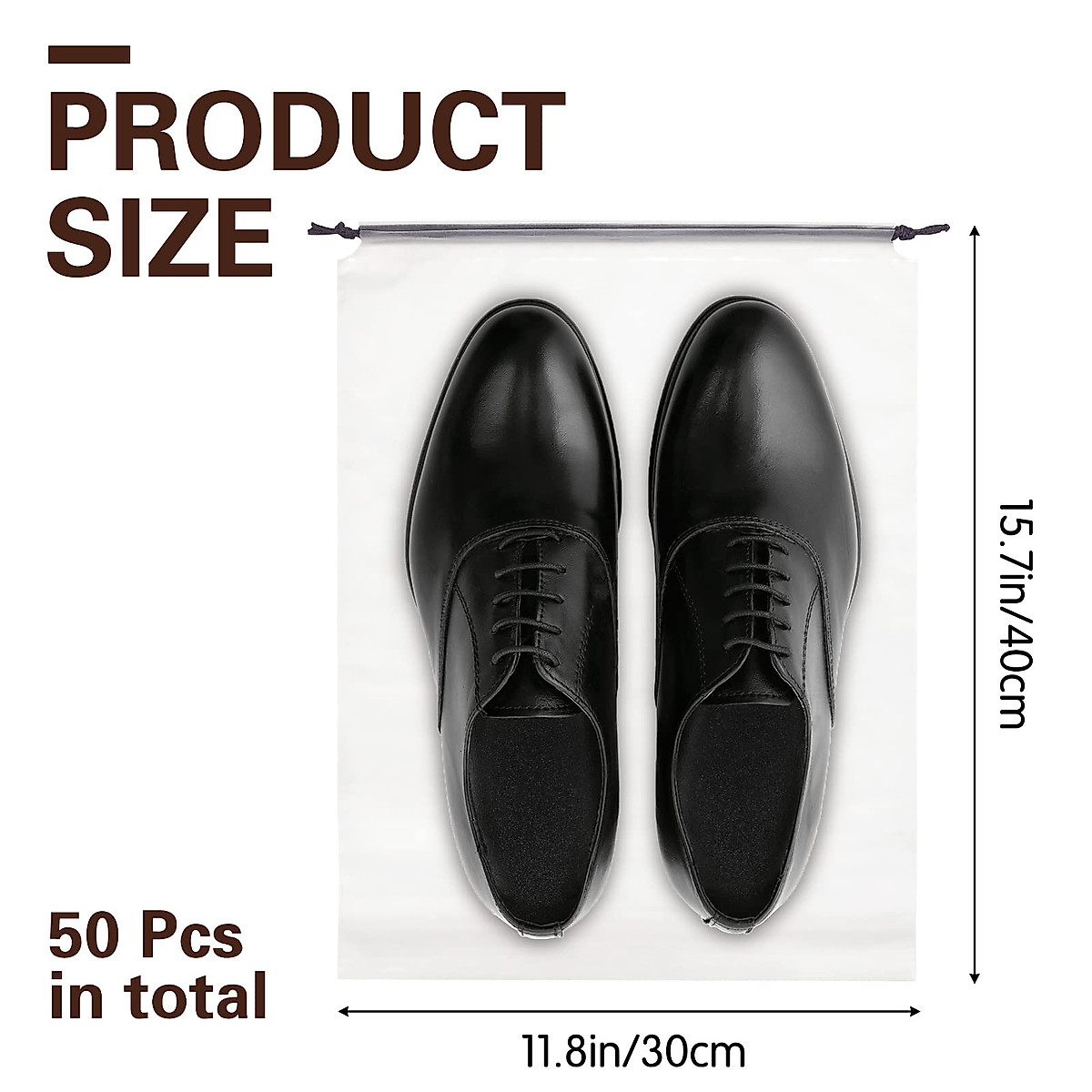 50 Pcs Translucent Travel Shoe Bags,Large Clear Shoe Bags for Storage,Protable Shoes Pouch Storage Organizers with Rope,Clear Drawstring Dust Bags for Packing,Men and Women