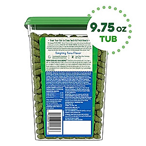 FELINE GREENIES Adult Dental Cat Treats, Tempting Tuna Flavor, 9.75 oz. Tub