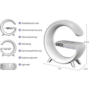 Aimery 4 in 1 Table Lamp,Wireless Charger Atmosphere Lamp,Sunrise Alarm Clock and Bluetooth Speaker Controlled by APP,Dimmable Bedside Lamp,Table lamp for Bedroom Decor,Dorm Decor (Black)