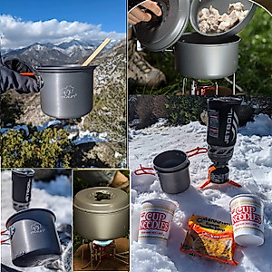 Bulin Camping Cookware Mess Kit, Nonstick Backpacking Cooking Set, Outdoor Cook Gear for Family Hiking, Picnic, Black, 3PC