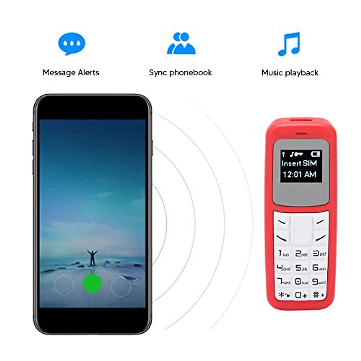 Unlocked Cell Phone, 0.66 inch Mini Mobile Cell Phone Bluetooth Headset Dialer with Ear Hook, Unlocked Phone Pocket Cellphone for Travelling Driving (Red)