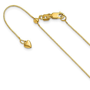 IceCarats 14K Yellow Gold Adjustable 0.55mm Box Link Chain Necklace 22 inch