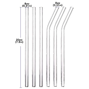 C&Z Glass Straws Reusable Drink Straws Environment-Friendly Regular Size 8 mm