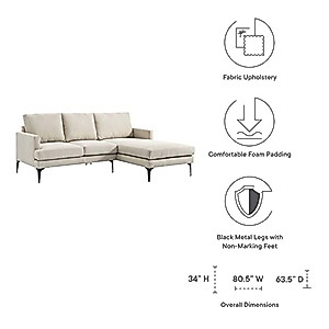 Modway Evermore Upholstered Fabric, Sofa, Beige