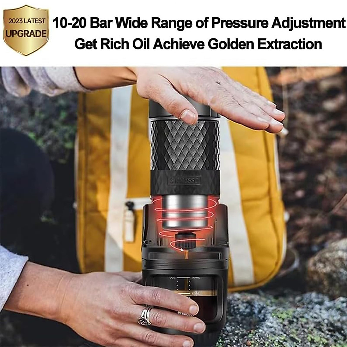 STARESSO Classic Portable Espresso Maker, 2 in1 Travel Coffee Maker,Compatible Capsules and Ground Coffee,Manual Espresso Machine,Hand Press Coffee Maker for Kitchen Travel,Camping,Hiking