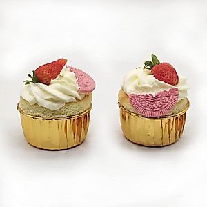 Mombake Aluminum Foil Standard Muffin Cupcake Liners, Disposable Baking Cups with Vibrant Color for Party Celebration, Gold 50-Count