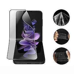 Hraxkaxu for Samsung Galaxy Z Flip 4 5G Privacy Screen Protector,Anti-Peeping Nano Soft Film Inner Screen+Out Up Screen Anti-Peeping Soft film Anti-Spy Protective Film, Transparent