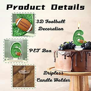 CasaPopz Football Birthday Number Candles for Cake Green Number 1 Candle 1st Football Cake Topper Cupcake Topper for Football Birthday Party Decorations Supplies Favors