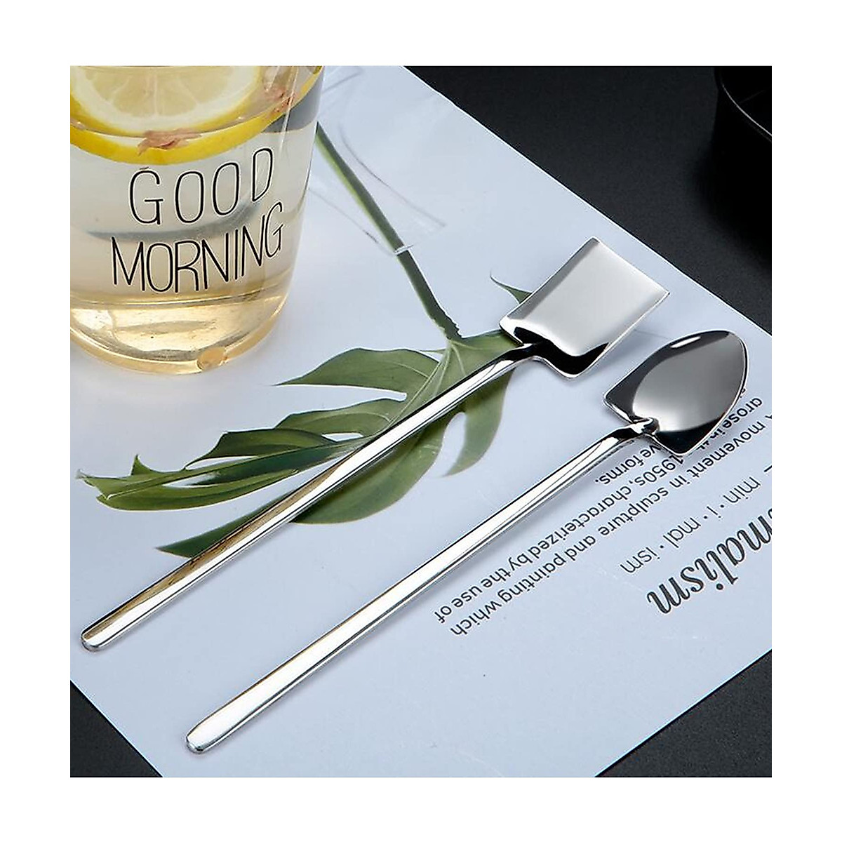 Fruit Dessert Shovel Spoons Set 4PCS, 6.8 inch Stainless Steel Mixed Dinner Teaspoon Spoons for Dessert Coffee Tea Ice Cream Fruit Cake for Home Kitchen Restaurant