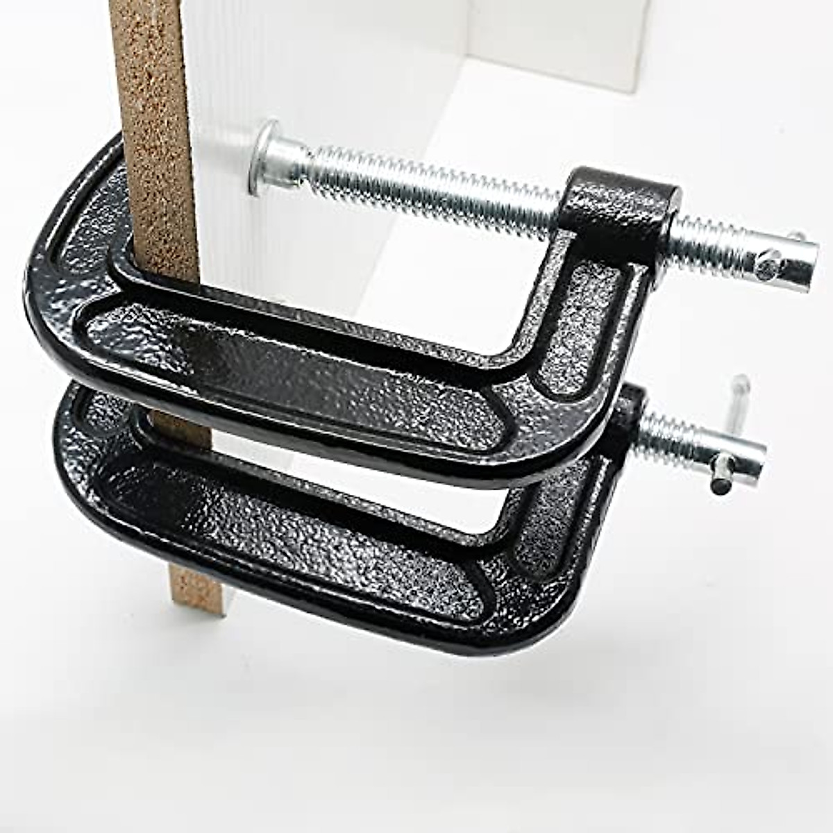 Jersvimc 2Pcs 3 Inch Malleable Iron C-Clamp Set, Small G Clamp Wood C Clamps Woodworking Sets Sliding Bar Clamp Jaw Clamps for Wood Building Industrial