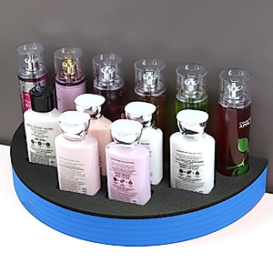 Polar Whale Lotion and Body Spray Stand Organizer Half Circle Large Tray Blue Black Durable Foam Washable Waterproof Insert for Home Bathroom Bedroom Office 16.5 x 8.5 x 2 Inches 12 Slots