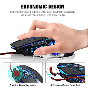 Jeercor Wired Gaming Mouse for Gaming and Daily DPI Four Gears Adjusted to 3200 Ergonomic Mouse with Comfortable Handle Suitable for PC Laptop and Windows Multifunctional (Black)