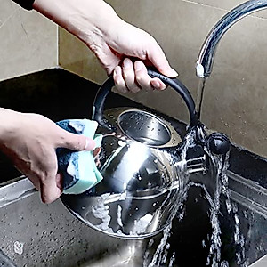 YSSOA Stainless Steel Whistling Tea Kettle, 3.17 Quart, Teapot for Stove top with Wide Mouth, Easy Pouring Spout and Ergonomic Handle, Silver