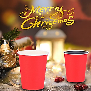 [110 Pack] Paper Cups 9 Oz, Red Paper Cups Party,Disposable Paper Coffee Cup, Hot or Cold Beverage Drinking Paper Cups, Paper Cups for Party, Picnic, BBQ, Travel, and Event(Red)