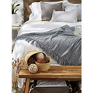 DII Chenille Throw Collection Solid Fringed, 50x60, Denim Blue