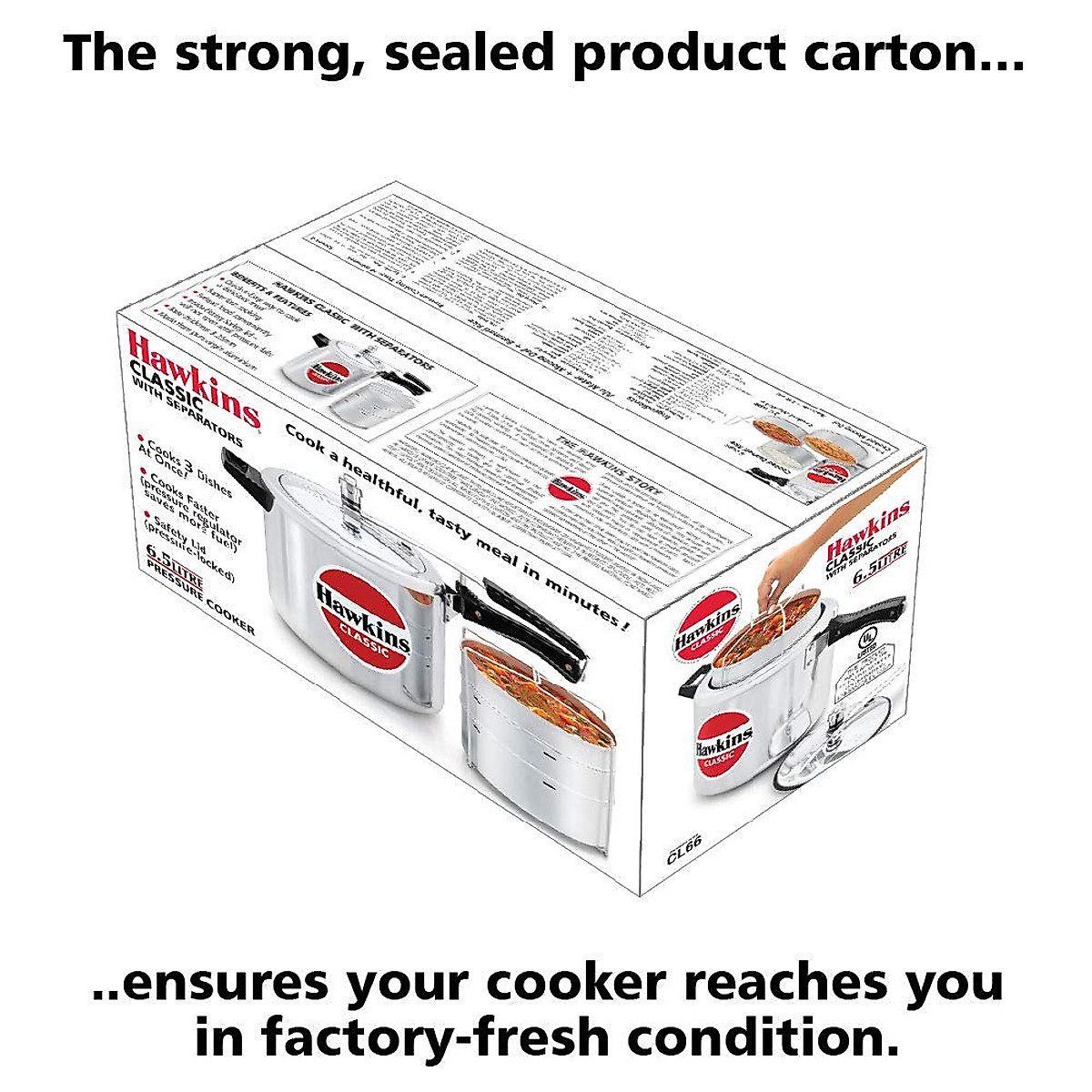 Hawkins Pressure cooker, 6.5 L WITH SEPERATOR, Silver