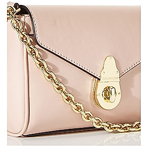 Calvin Klein Soft Lock Lamb Leather Small Convertible Crossbody Shoulder Bag, Pale Rose