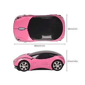 WAONIQ Wireless Mouse, 2.4G Wireless Mouse Car Mouse, Ergonomic Game Mouse with USB Receiver, 1600DPI Optical Mouse, Smart Power Saving, Portable Mouse for PC Windows Laptop Notebook Mac OS(Pink)