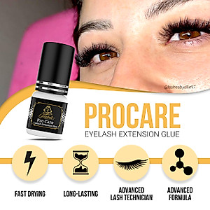 Pro Care Extra Strong Eyelash Extension Glue 5ml-Forabeli/1-2 Sec Drying time/Retention – 8 Weeks Maximum Bonding Power/Black Adhesive for Semi-Permanent Extensions/Professional Lash Supplies