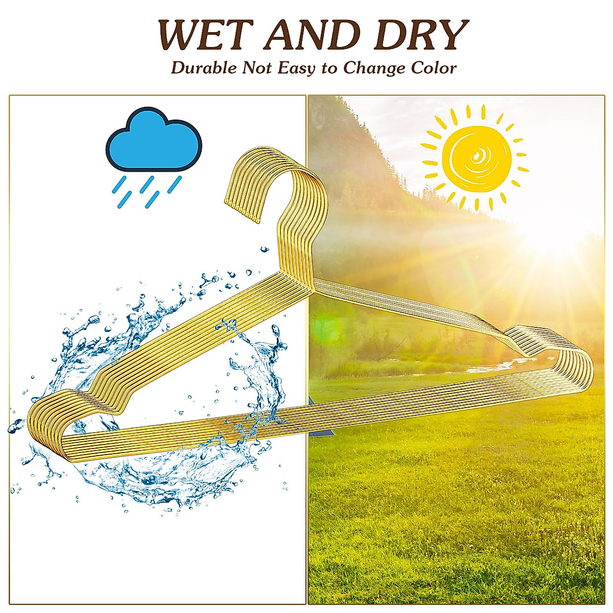 Suclain 60 Packs Gold Metal Wire Clothe Hangers 17.7 Inch Gold Wire Hangers Stainless Steel Hangers Bulk Heavy Duty Round Hook Thin Hangers for Coats Bridal Dry Cleaner(Gold)