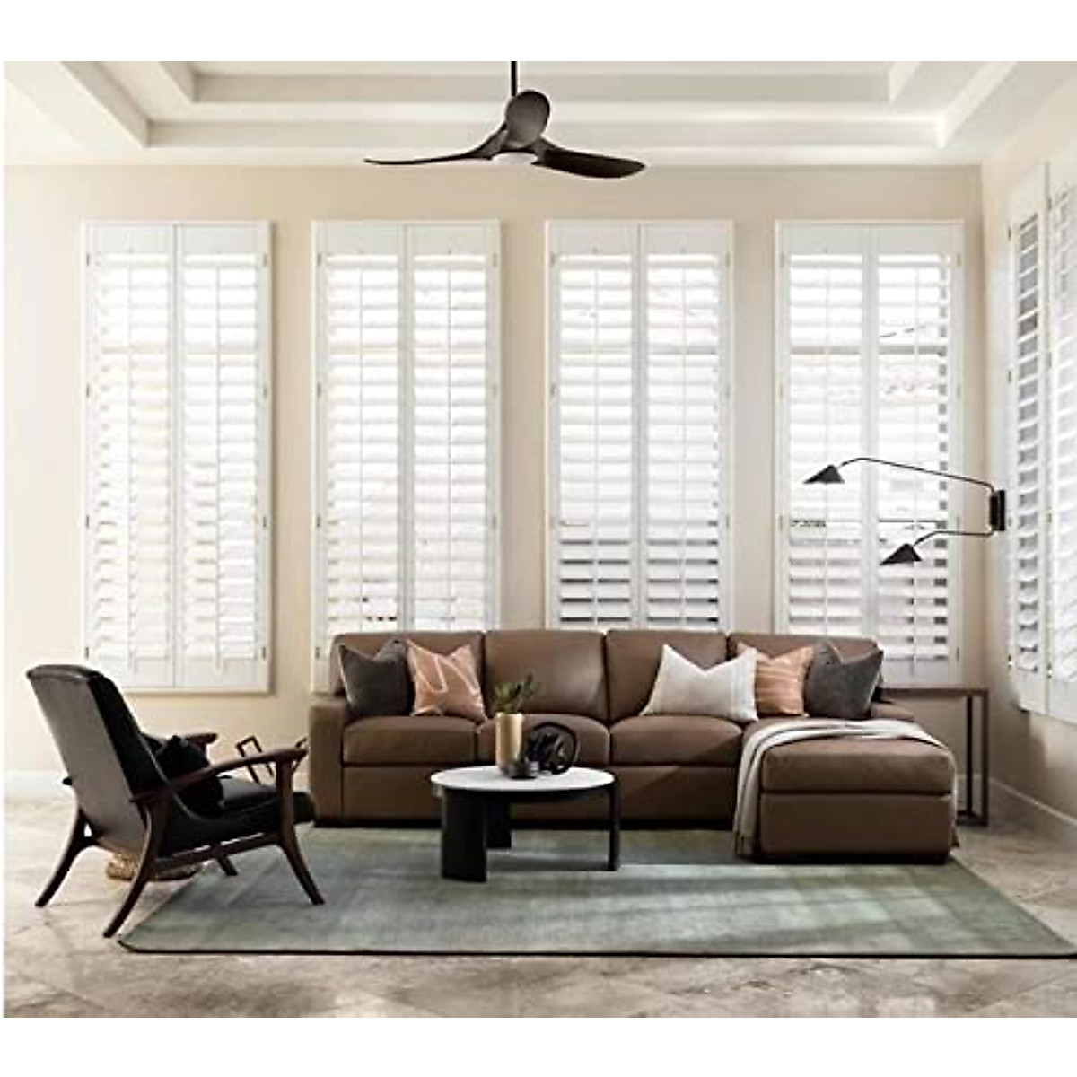 Monte Carlo 3MNLR56BKD-V1 Minimalist Mid-Century Energy Star 56" Outdoor Ceiling Fan with LED Light and Remote, 3 Hand Carved Balsa Wood Blades, Matte Black