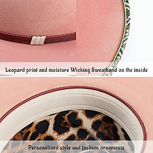 FEMSÉE Fedora Hats for Women 100% Wool Wide Brim Tie-Dyed Felt Hat for Women (Pink)