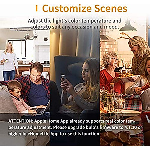 Refoss Smart Bulbs Works with Apple HomeKit, Color Changing Smart Light Bulbs Compatible with Siri, Alexa and Google Home, A19 LED Bulb, E26 Fitting, 2700K-6500K Dimmable, 9W 810 Lumens,1 Pack