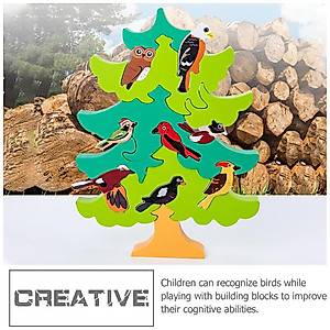 TOYANDONA 1 Set of Baby 3D Jigsaw Puzzle Wooden Tree Bird Shaped Montessori Toy Educational Preschool Learning Toys for Infant Toddlers Boys Girls