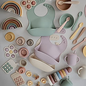 mushie Silicone Baby Feeding Spoons | 2 Pack (Blush/Shifting Sand)