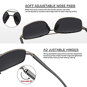 WOWSUN Polarized Sunglasses for Men UV Protection Rectangular Metal Frame Fashion Men's Sun glasses for Driving Golf