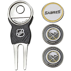 Team Golf NHL Buffalo Sabres Divot Tool Pack With 3 Golf Ball Markers Divot Tool with 3 Golf Ball Markers Pack, Markers are Removable Magnetic Double-Sided Enamel