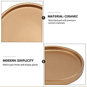 HANABASS Round Pallet Flowerpot Tray 2pcs Gardening Potted Plant Trays Cement Flowerpot Trays Flower Pot Mats Balcony Succulent Pot Trays for Home Kitchen Gold Flower Pot Saucer Bonsai Water Trays
