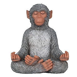 mildahjoy Meditating Zen Yoga Monkey Garden Decorations Statues Indoor Outdoor Hand Painted Resin Animal Yoga Figurine in Zen Meditation Lotus Pose - 9 Inch Tall