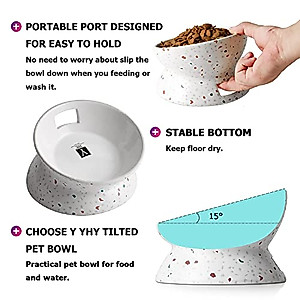 Y YHY Elevated Cat Bowls Anti-Vomiting, Tilted Raised Cat Bowl, Ceramic Cat Bowls for Flat Faced Cats, Small Dogs, Protect Pets Spine, Dishwasher and Microwave Safe