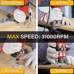 TEENO Wood Router, 800W Compact Router Tools for Woodworking, 31000 RPM Hand Trim Router with 15 Pcs 1/4" Router Bits Set, Edge Guide, Roller Guide