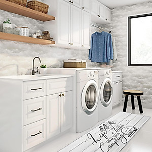 Kitchen Runner Rug, Life is Better When You are Camping Camper Rustic Old Wooden Non Slip Runner Carpet Door Mats Floor Mat for Laundry Bedside Bathroom Bedroom 18"X47.2"