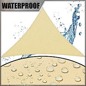Amgo 12' x 12' x 12' Beige Triangle Waterproof Sun Shade Sail Canopy Awning Shelter, 95% UV Blockage Water Resistant AMTADT12, Outdoor Patio Garden Carport (We Customize)
