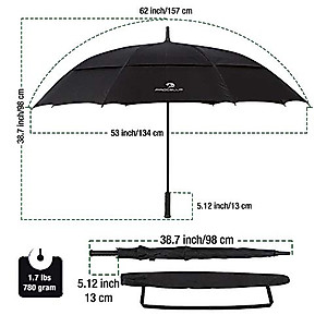 Procella 62 Inch Golf Umbrella Extra Large Automatic Open Windproof Waterproof Double Canopy Selected by World Top Golfers Oversize Vented Stick Umbrellas for Rain Best Golf Gifts for Men and Women