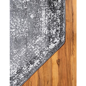 Rugs.com Monte Carlo Collection Rug – 5' Octagon Dark Gray Medium Rug Perfect for Living Rooms, Kitchens, Entryways