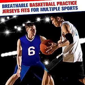 Hicarer 12 Pack Number Printing Basketball Jerseys Men Mesh Basketball Uniforms for Team Sports Scrimmage (Blue)